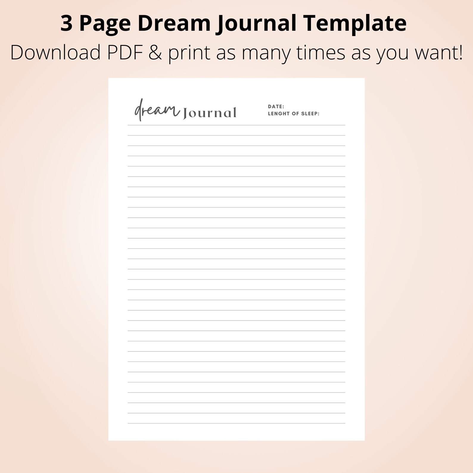 Dream Journal Printable PDF Dream Tracker Dream Diary - Etsy