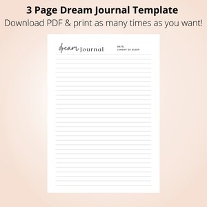 Dream Journal Printable PDF | Dream Tracker | Dream Diary | Printable ...