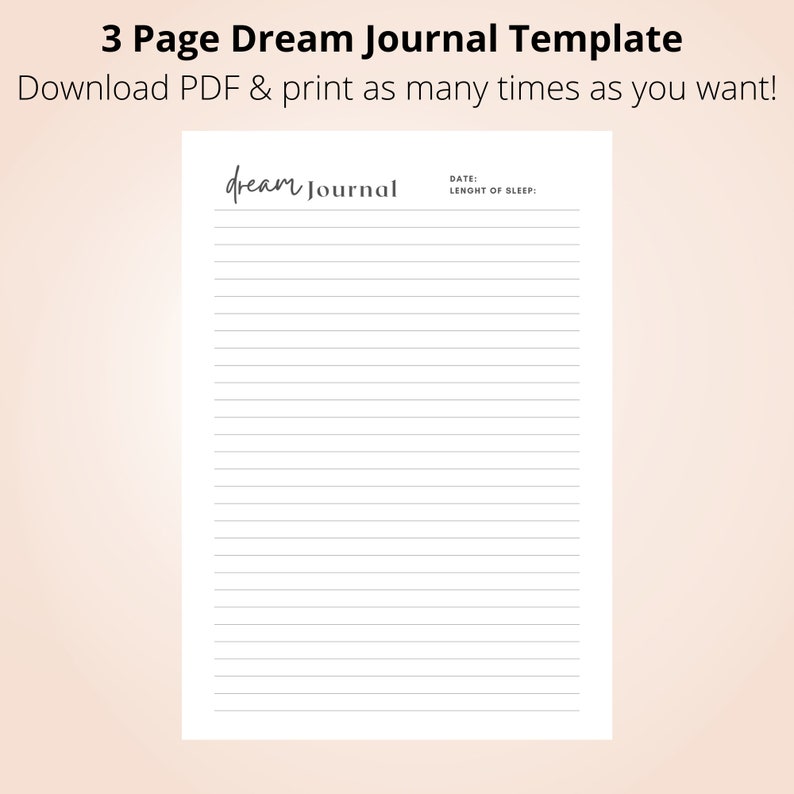 Dream Journal Printable PDF Dream Tracker Dream Diary - Etsy