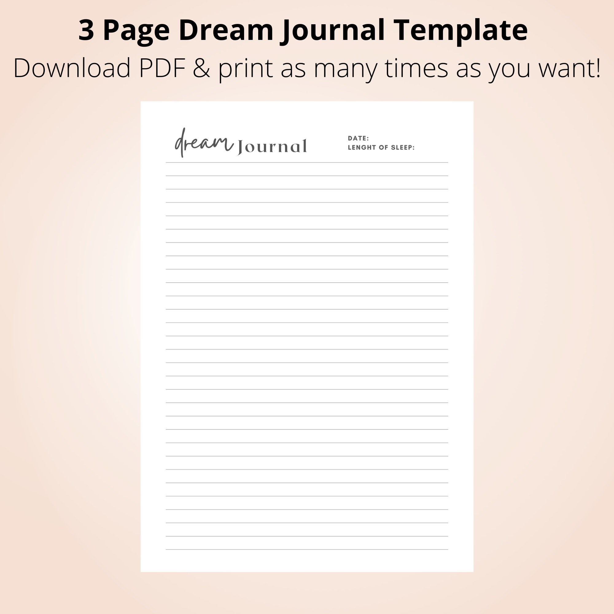 Dream Journal Printable PDF Dream Tracker Dream Diary - Etsy