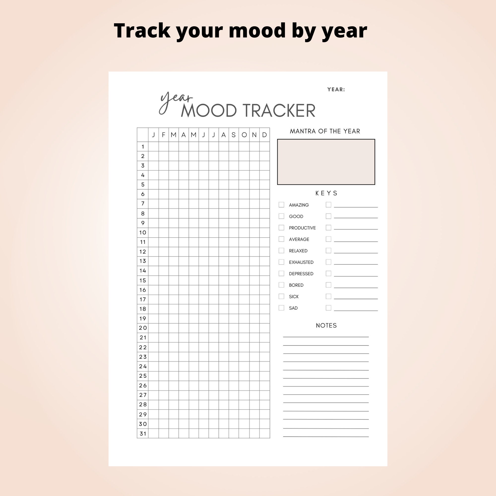 Mood Journal Printable PDF Mood Tracker Mood Diary - Etsy UK