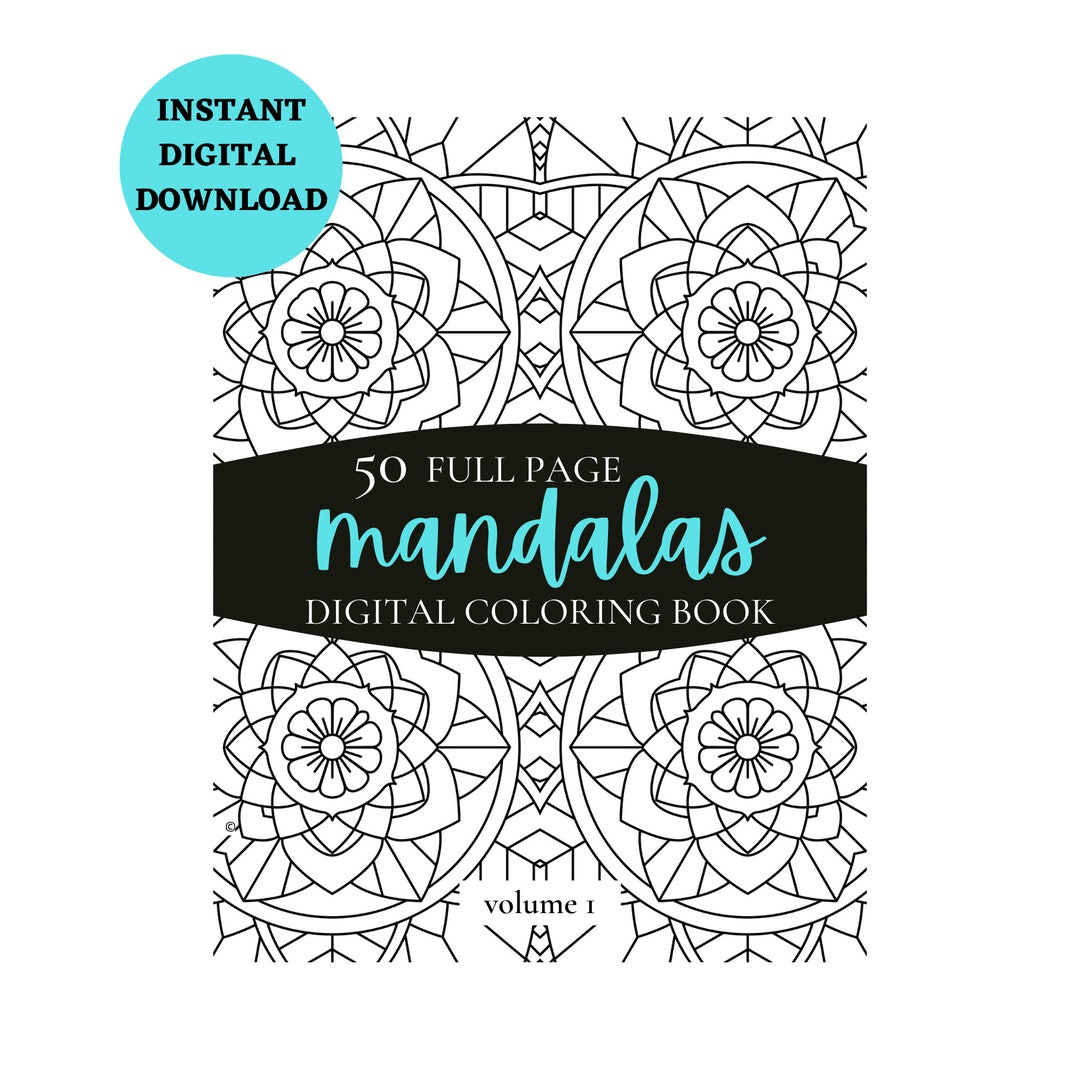 Mandala Coloring Book | 50 Pages | Instant Digital Download | Stress ...