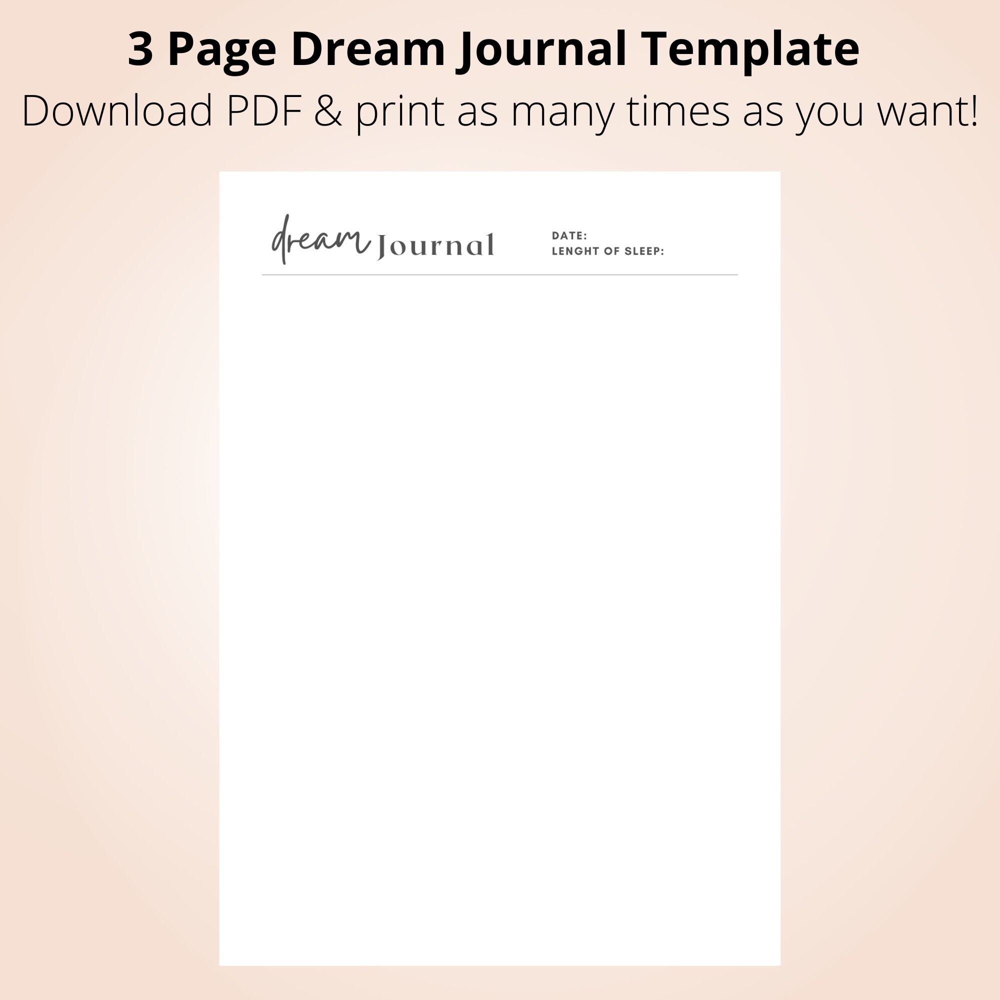 Dream Journal Printable PDF Dream Tracker Dream Diary - Etsy