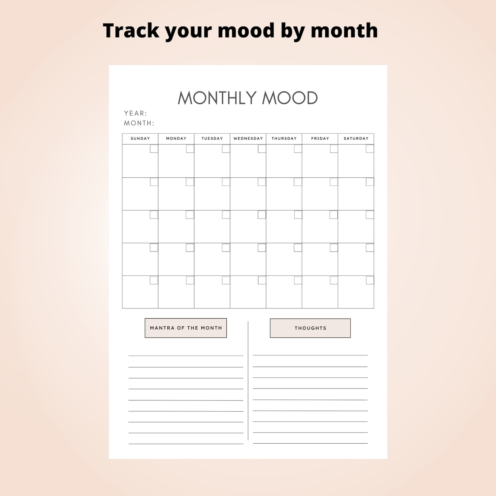 Mood Journal Printable PDF Mood Tracker Mood Diary - Etsy
