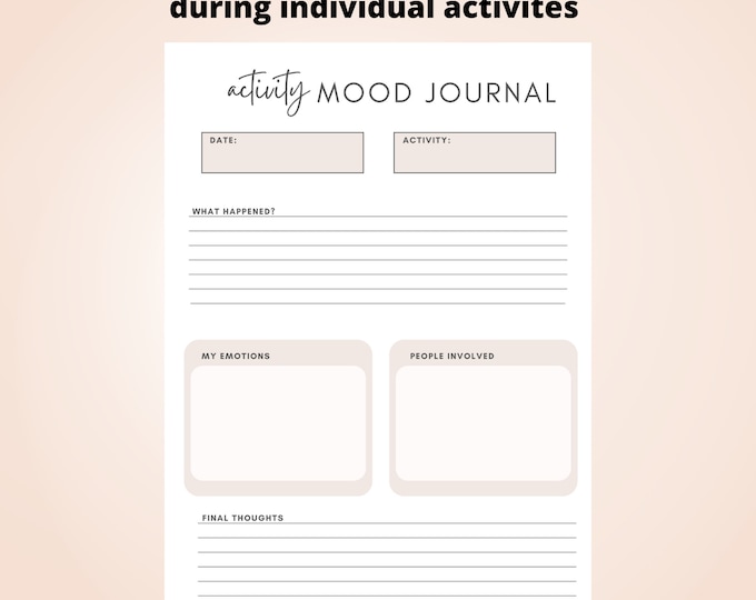 Mood Journal Printable PDF Mood Tracker Mood Diary - Etsy