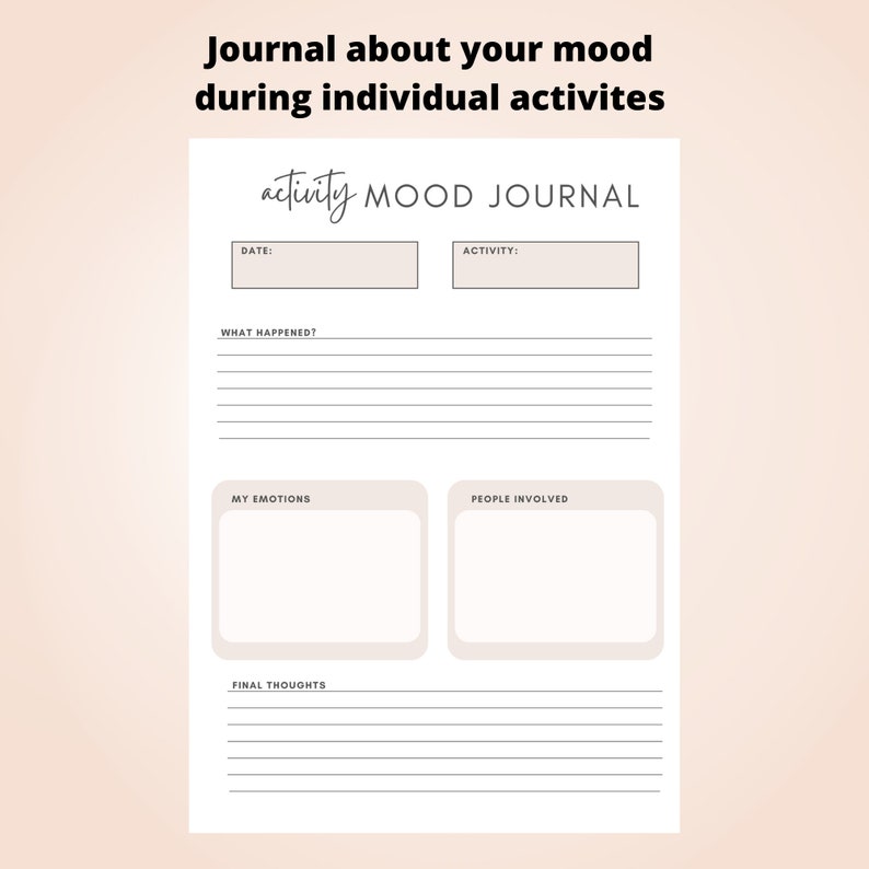 Mood Journal Printable PDF Mood Tracker Mood Diary - Etsy UK