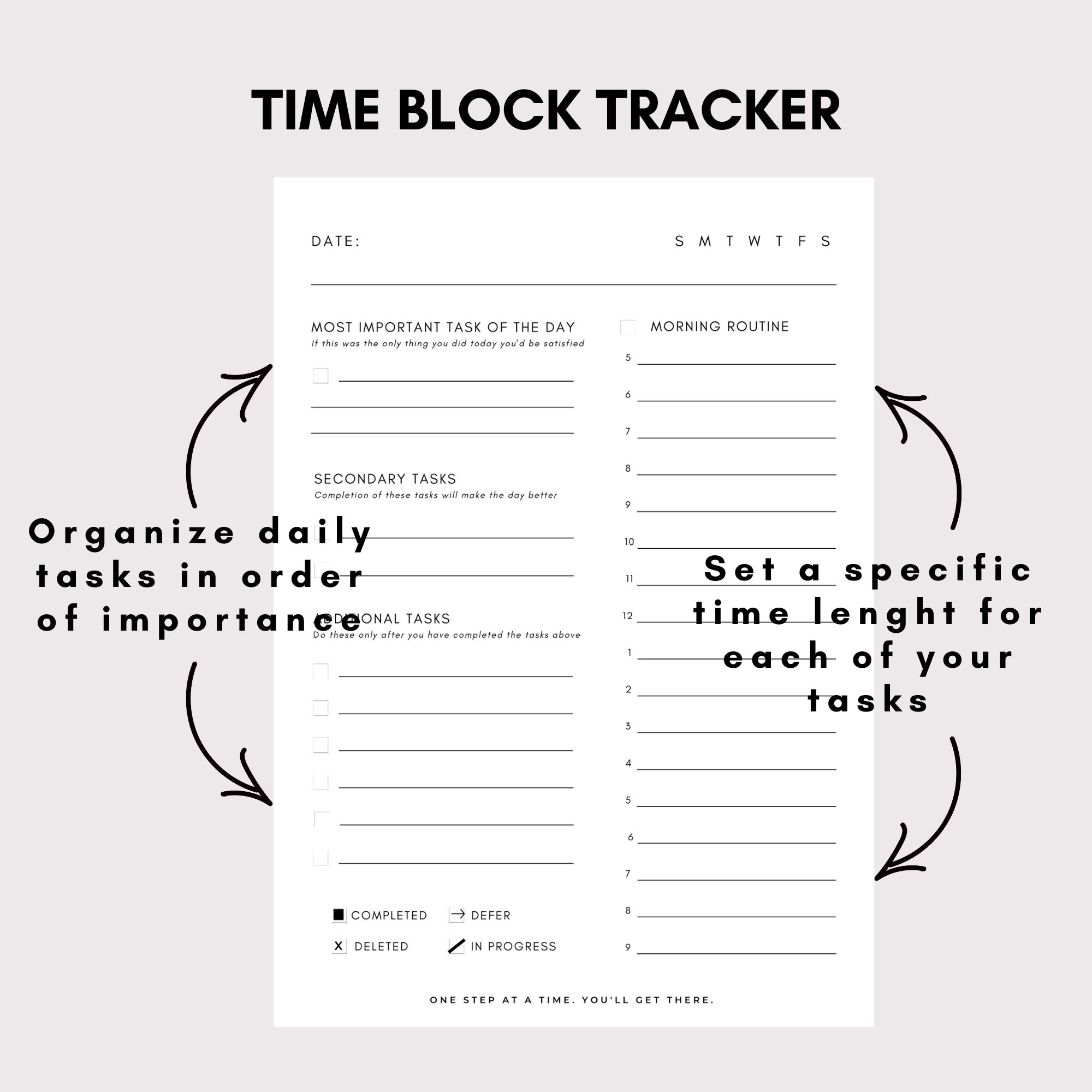 Time Block Daily Task Tracker | to Do List Template | Productivity ...