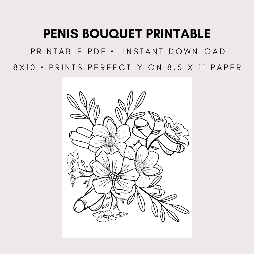 Penis Bouquet Printable, Penis Art, Flower Digital Download, Adult ...