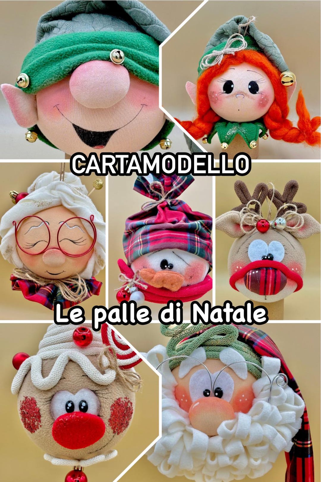 Christmas Balls 7 in 1: Santa Claus, Reindeer, Mrs. Claus, Snowman ...