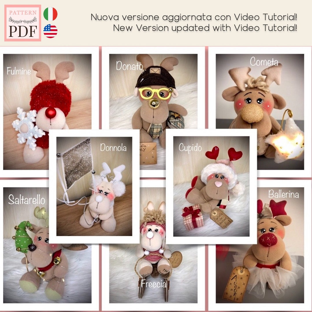 Santa's Reindeer Sewing Pattern SET 8 in 1 - With Video Tutorial ...