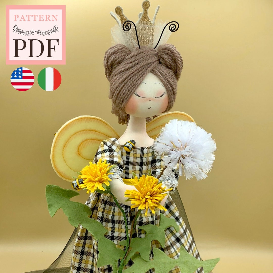 Pattern "queen" : Queen Bee, Bee Doll, Dandelion Flower, Instant Pdf ...