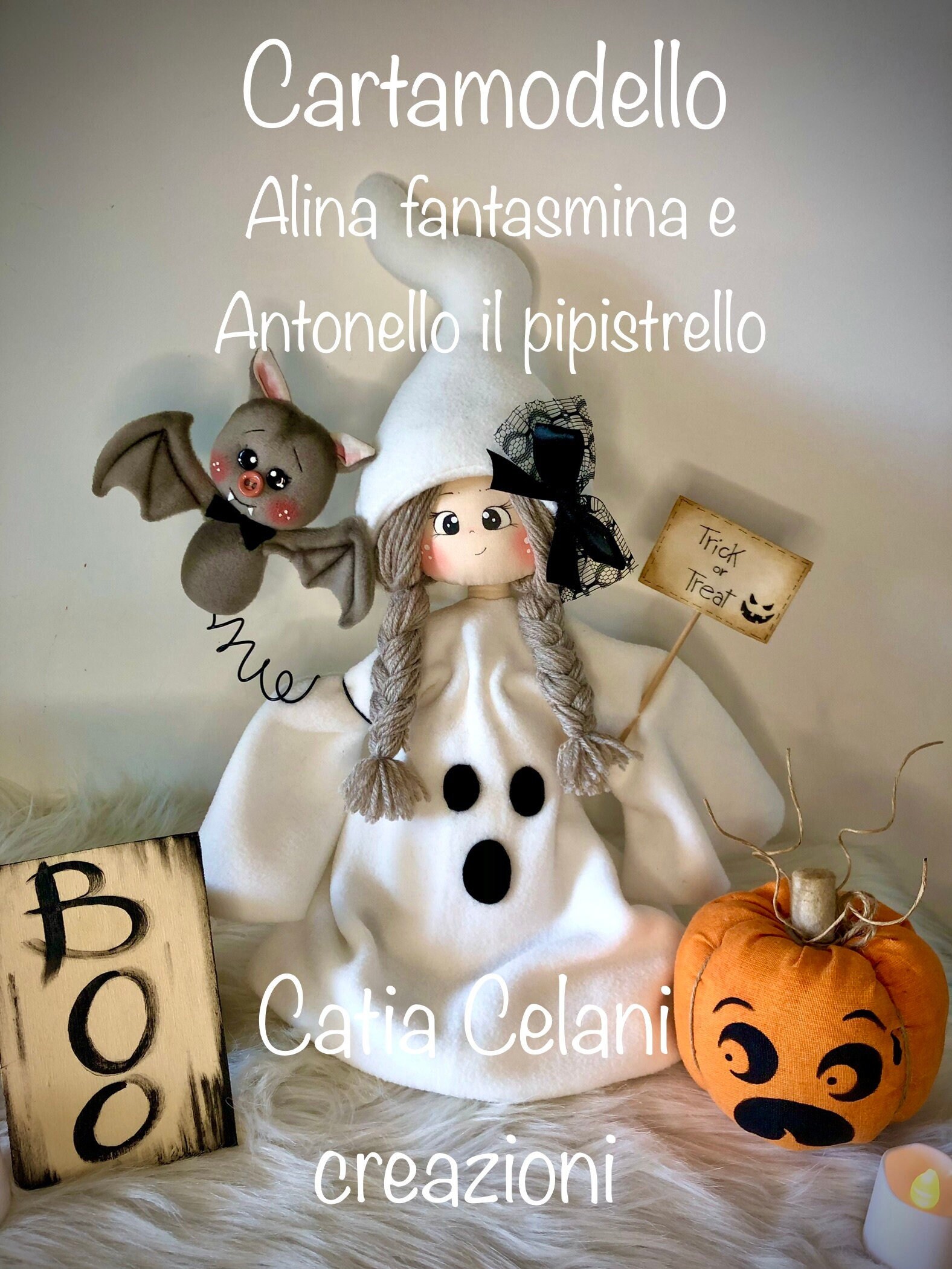 Ghost Doll Pattern and Bat - Halloween Decor SEWING PATTERN PDF ...