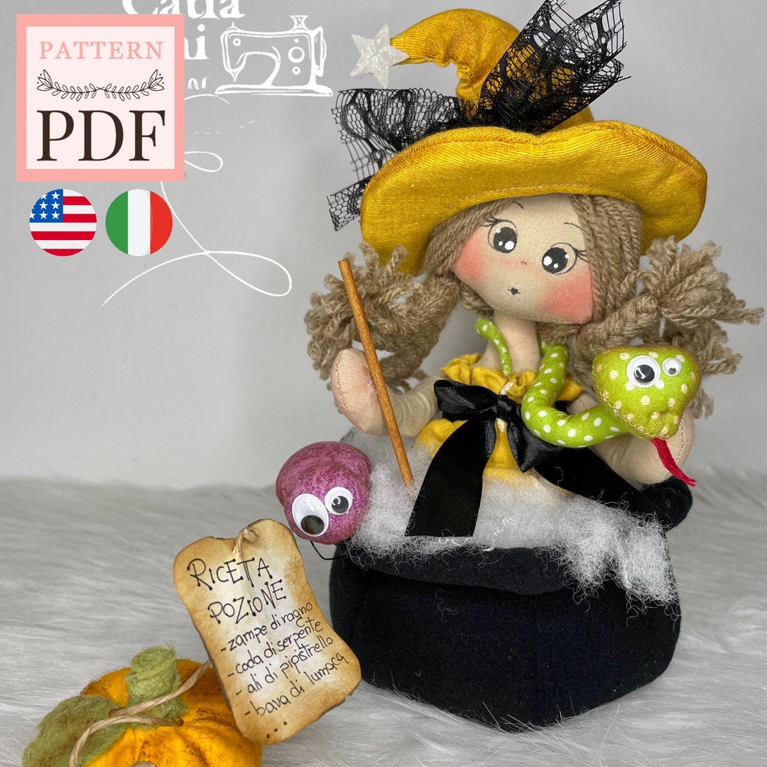 Witch Doll Pattern (in the Cauldron) - SEWING PATTERN PDF - Instant ...
