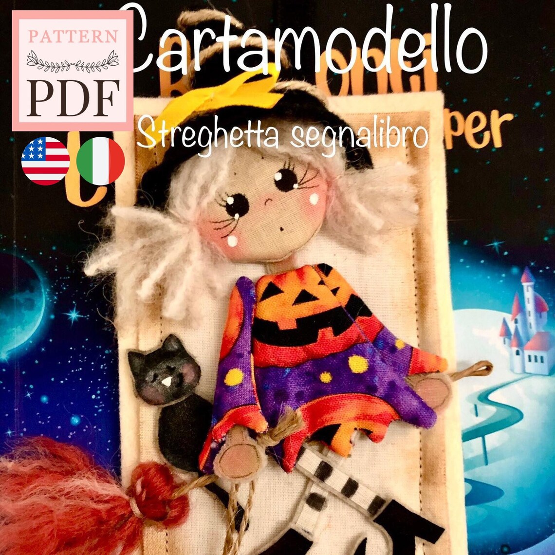 Witch Doll Pattern as Bookmark - SEWING PATTERN PDF - Instant Download ...