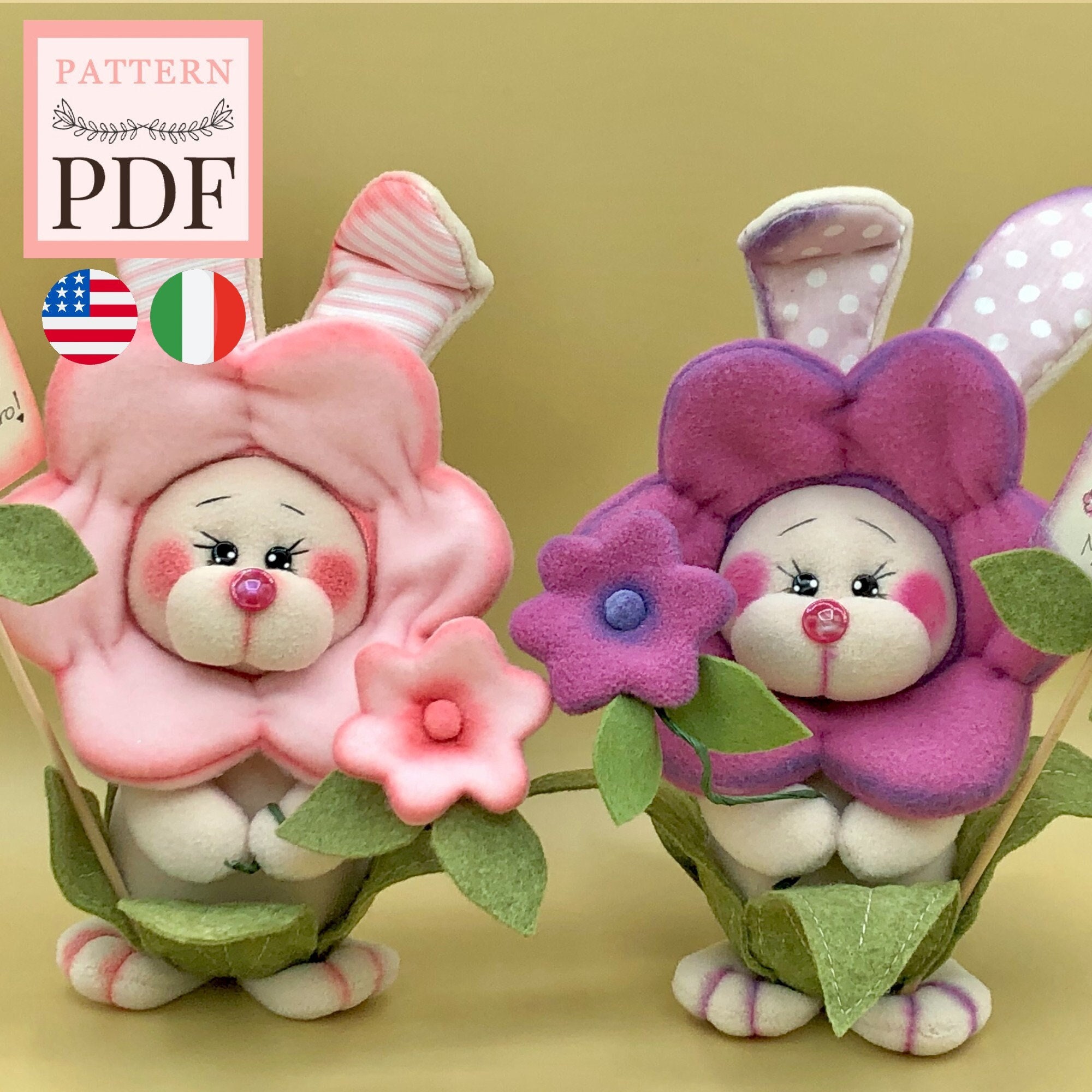 Pattern Bunny Flower Easter Instant Download Easy to Make Pdf - Etsy