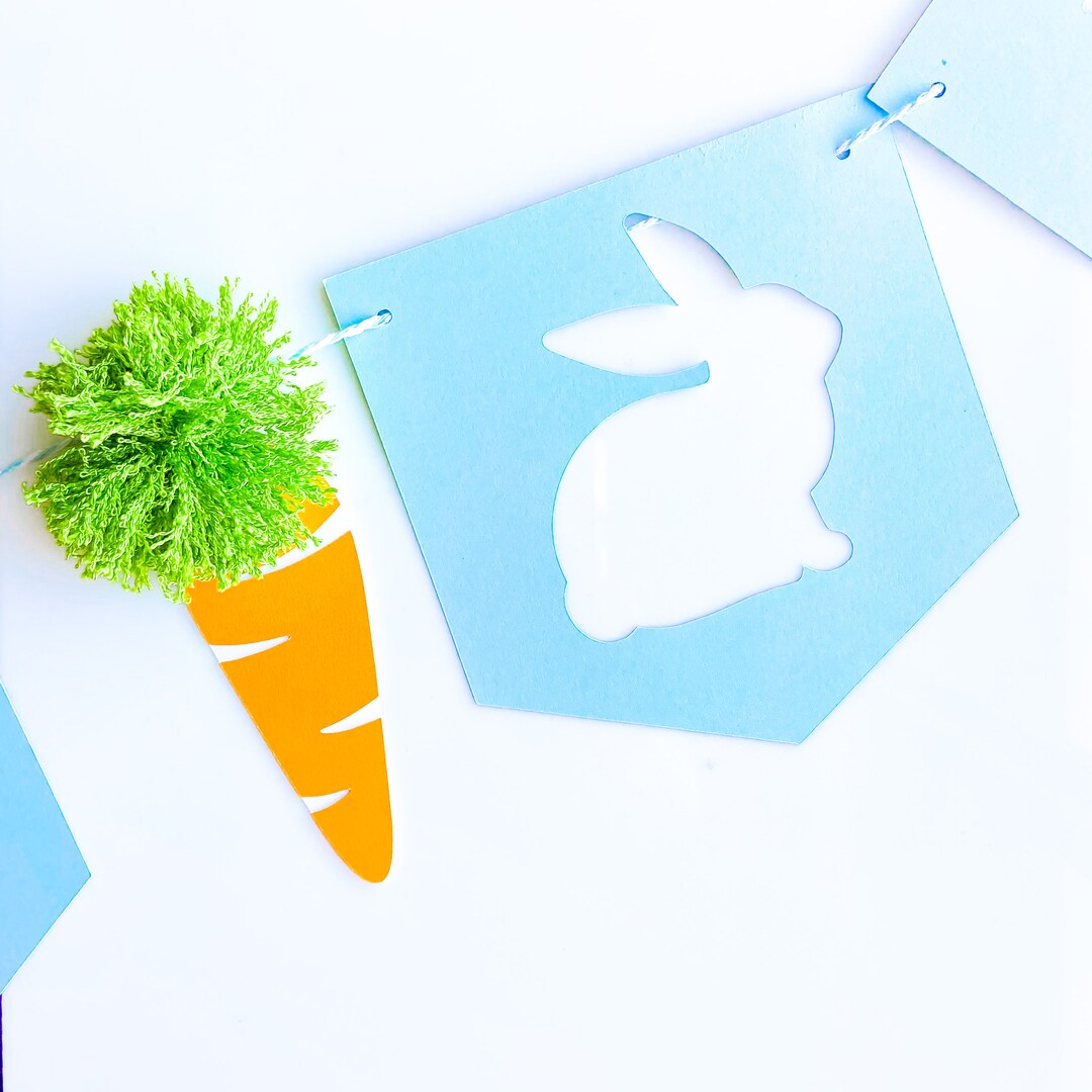 Easter Bunny Paper Banner | Bunny Bunting | Cute Carrots | Yarn Art - Etsy