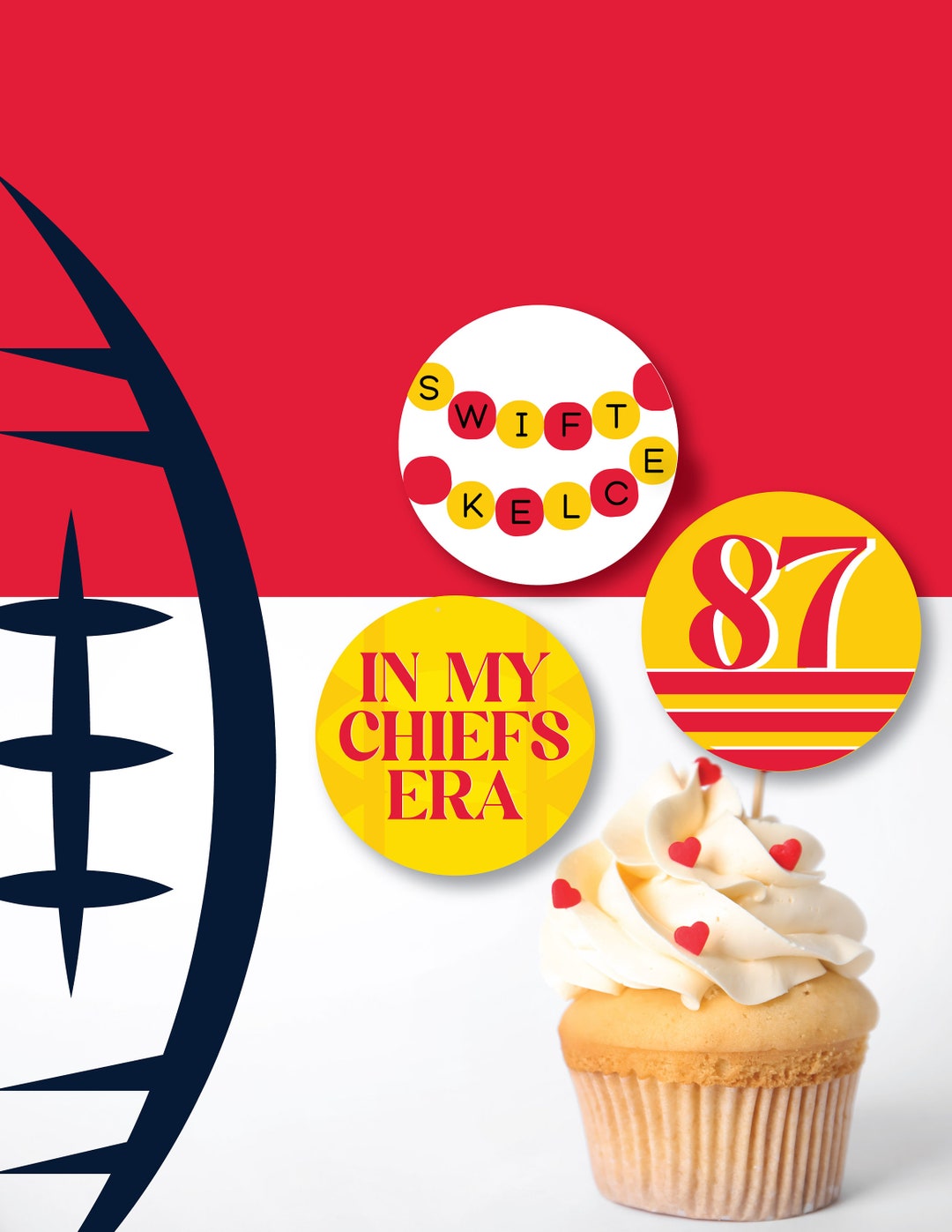 Swiftie Bowl Cupcake Toppers | Swift + Kelce | Kansas City Chiefs ...