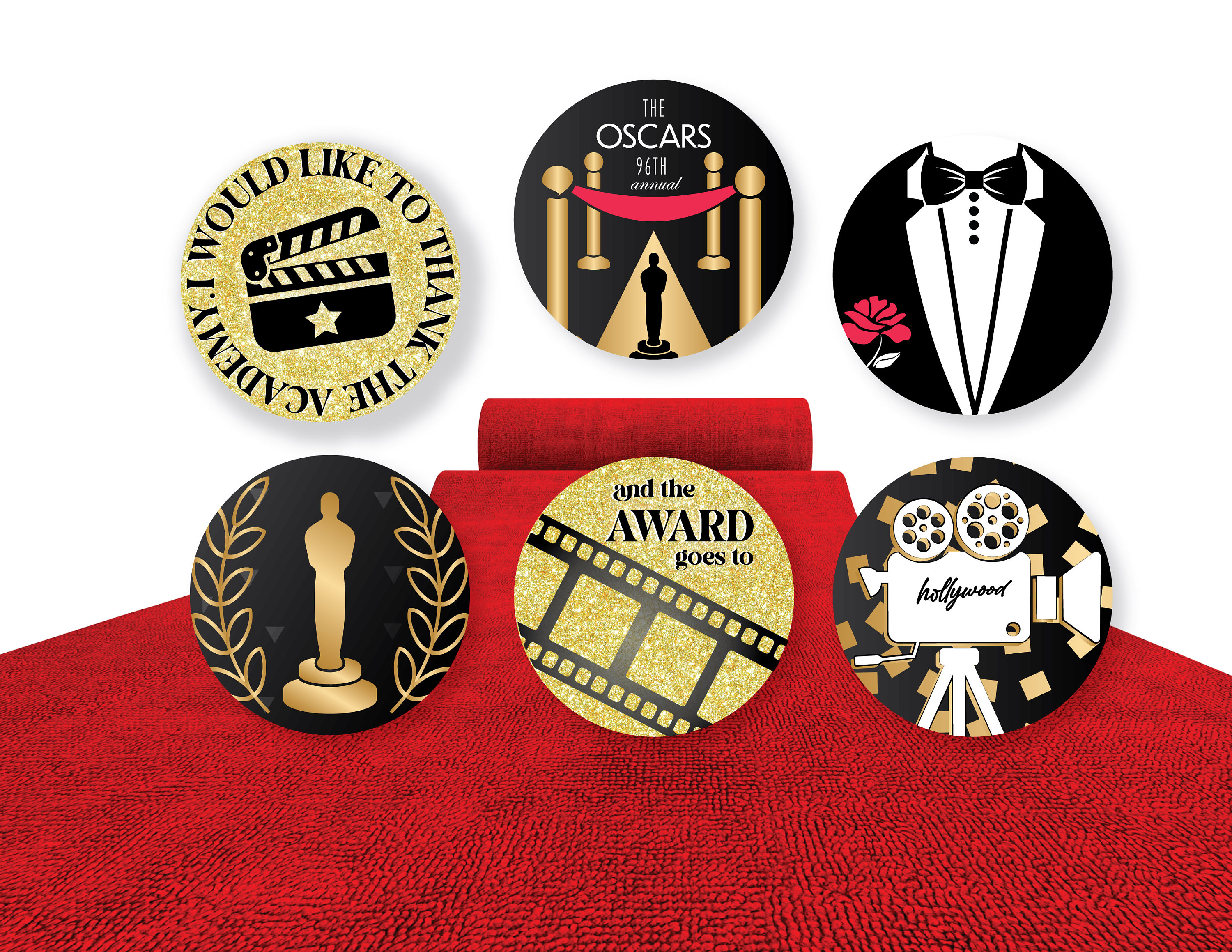 The Oscars Cupcake Toppers | the 96th Oscars | the Oscars Party ...