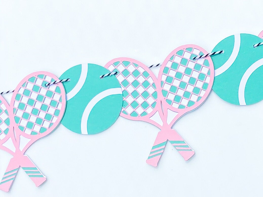 Preppy Tennis Racket Paper Banner Wimbledon Party Banner Paper Art - Etsy