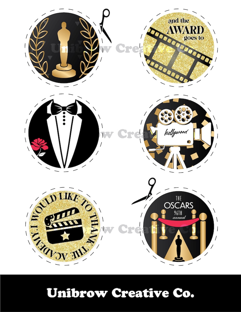 The Oscars Cupcake Toppers | the 96th Oscars | the Oscars Party ...