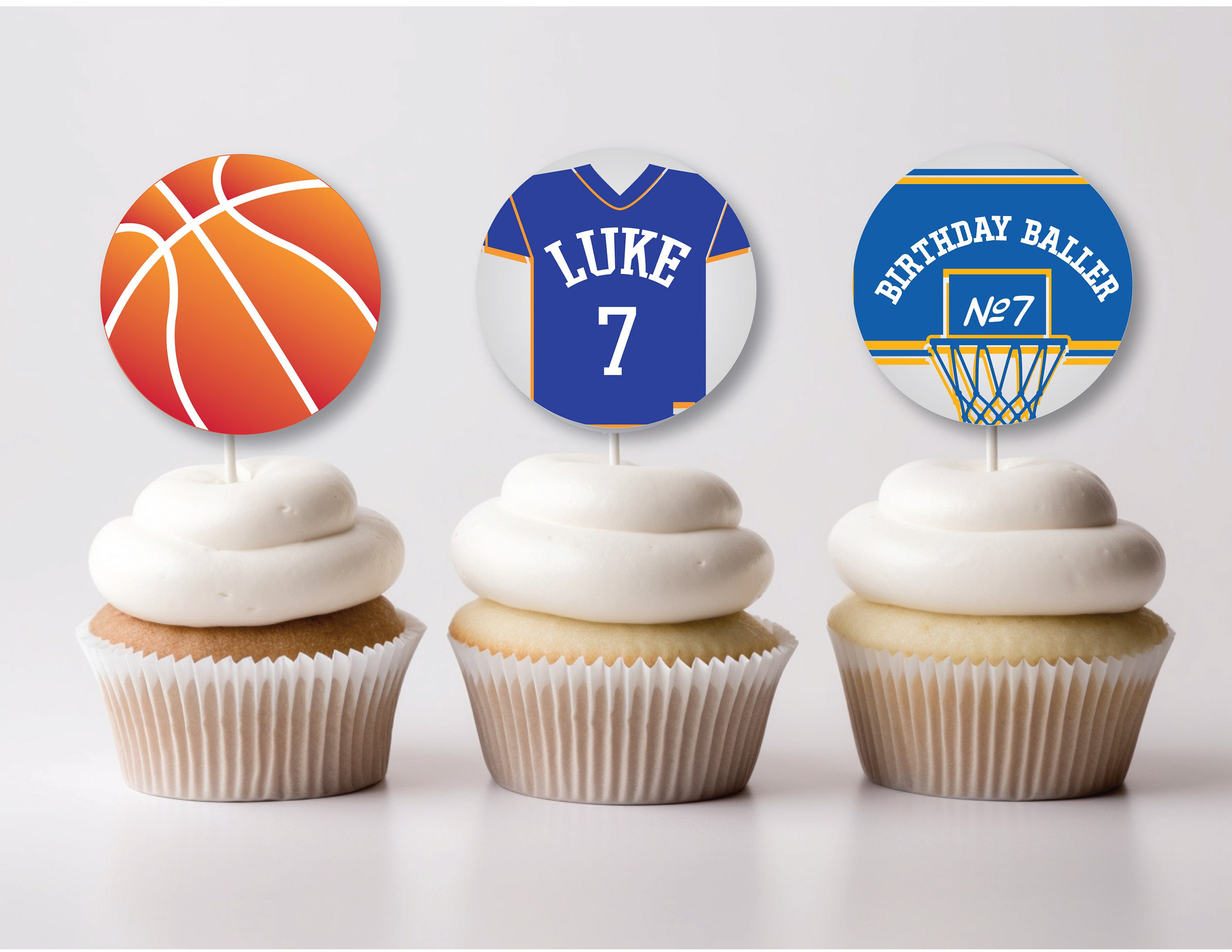 Basketball Birthday Cupcake Toppers | Customizable Party Decor ...