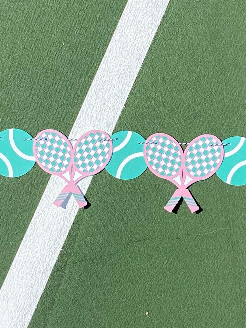 Preppy Tennis Racket Paper Banner Wimbledon Party Banner Paper Art - Etsy