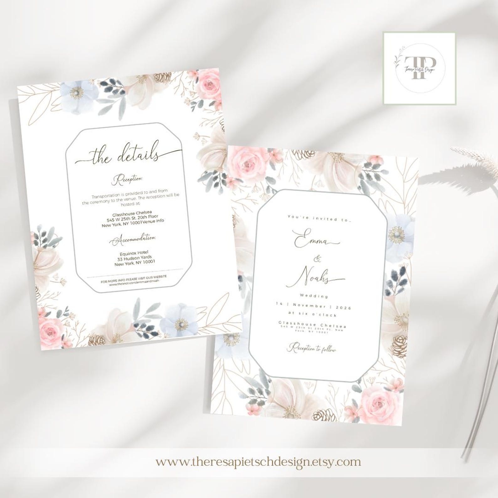 Personalized Emma Wedding Invitation Suite Invitation Details RSVP - Etsy