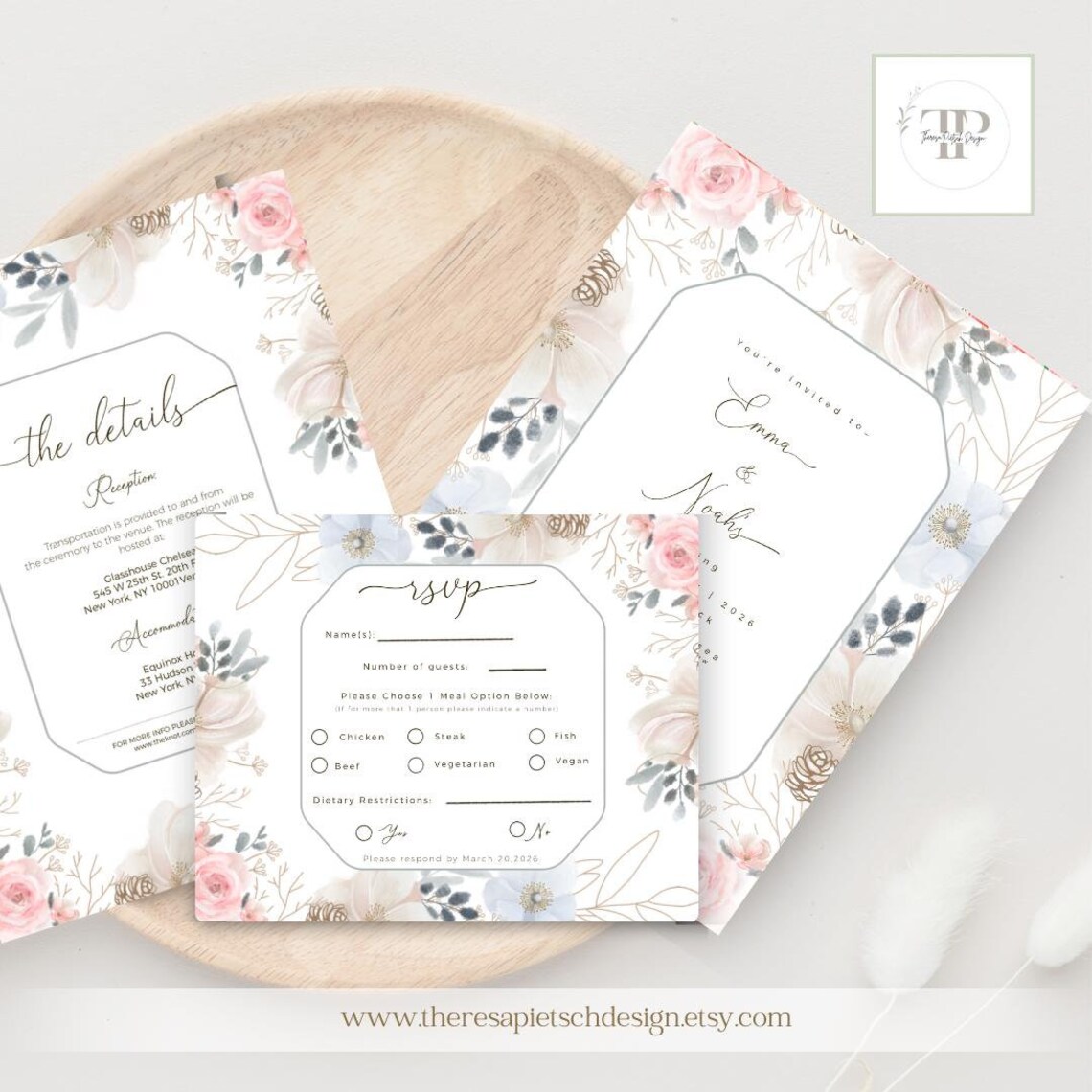Personalized Emma Wedding Invitation Suite Invitation Details RSVP - Etsy