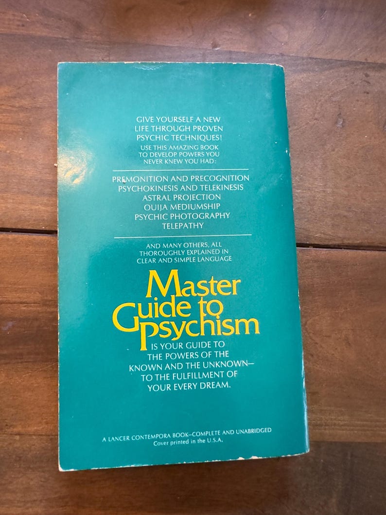 Master Guide to Psychism By: Harriet A. Boswell Lancer Books 1969 - Etsy
