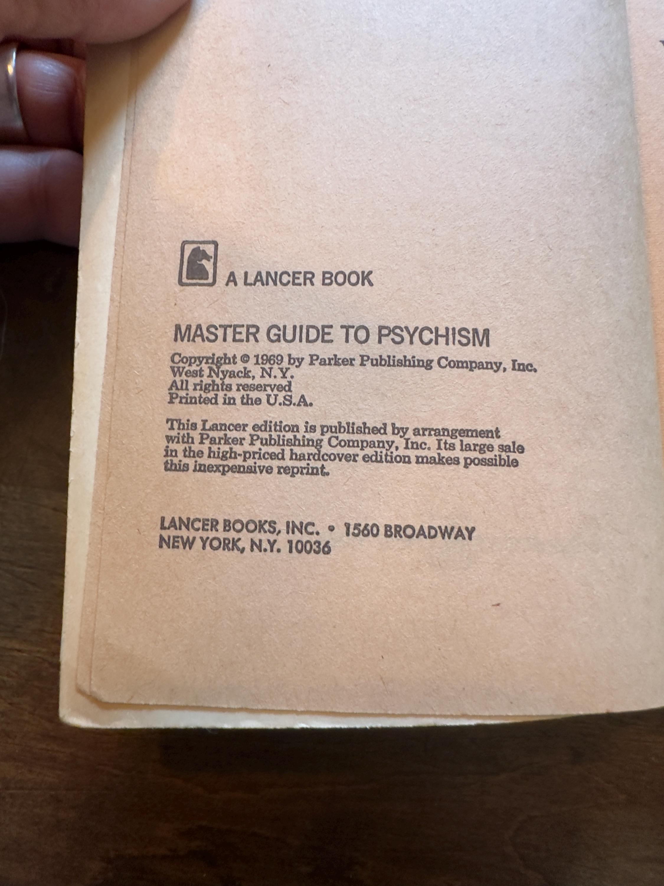 Master Guide to Psychism By: Harriet A. Boswell Lancer Books 1969 - Etsy