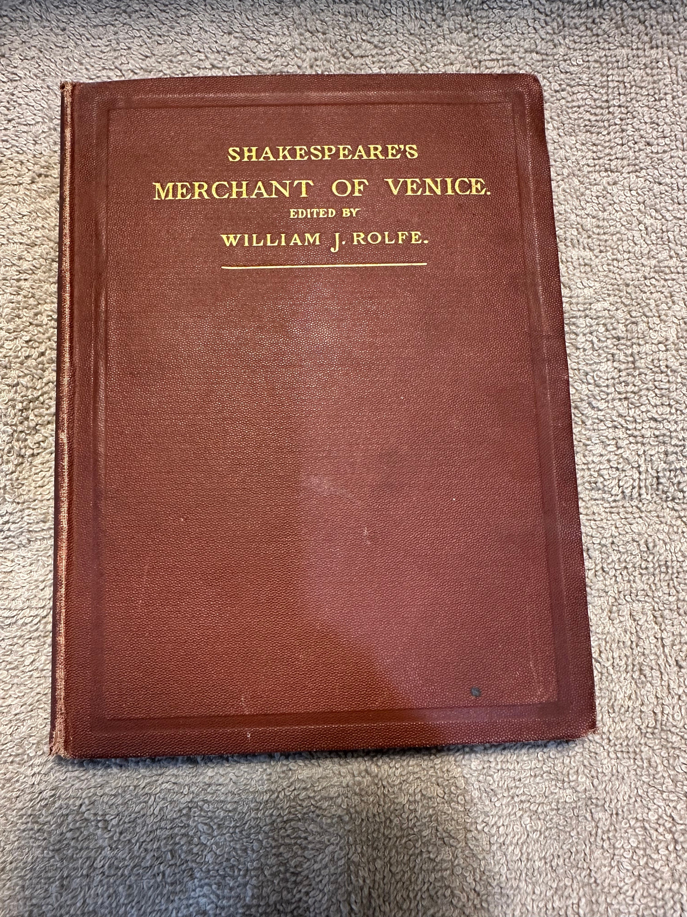 Shakespeares Merchant of Venice Edited by William J. Rolfe 1896 - Etsy