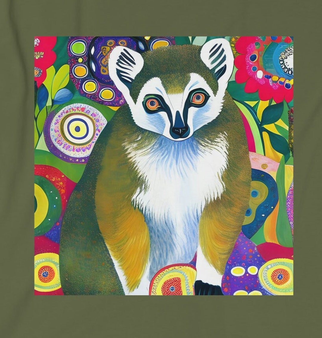 Lemur Tshirt, Lemur Illustration Tshirt, Floral Tshirt, Nature Tshirt ...