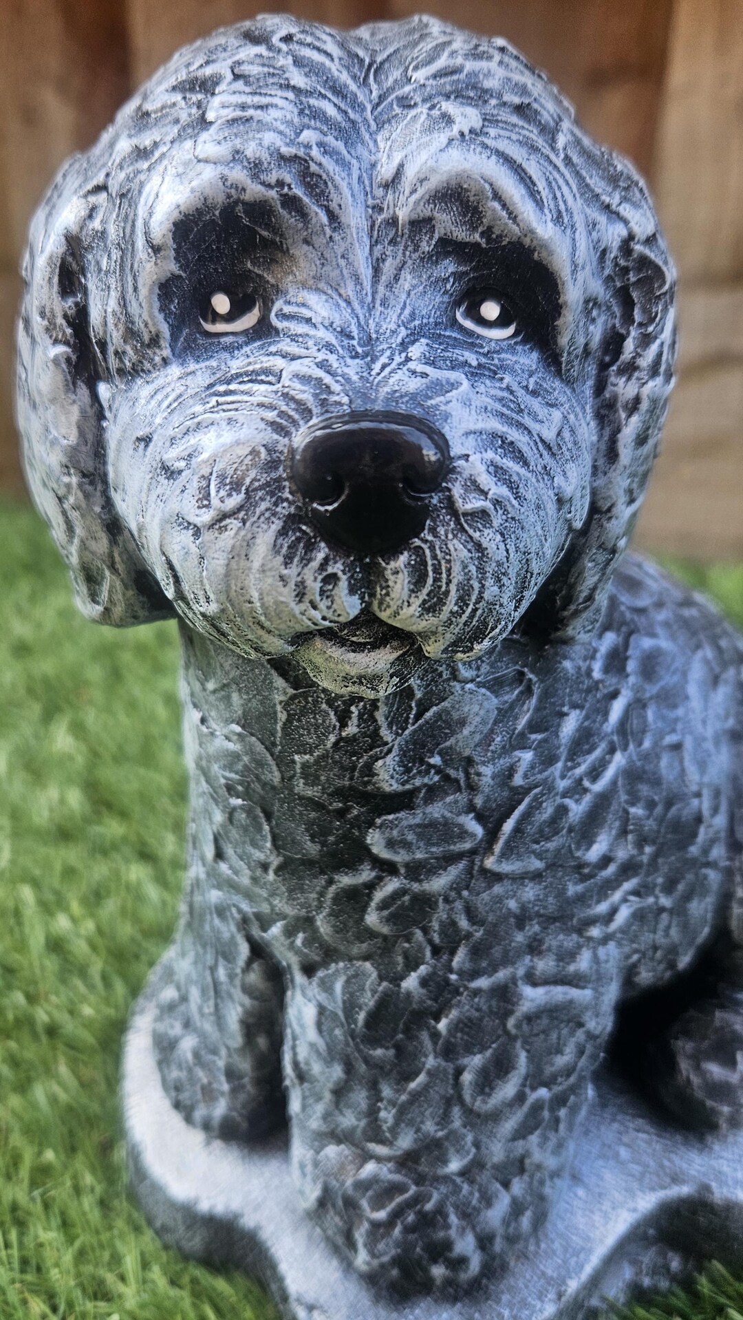 Labradoodle Reconstituted Stone Garden Ornament- Black- High Quality ...