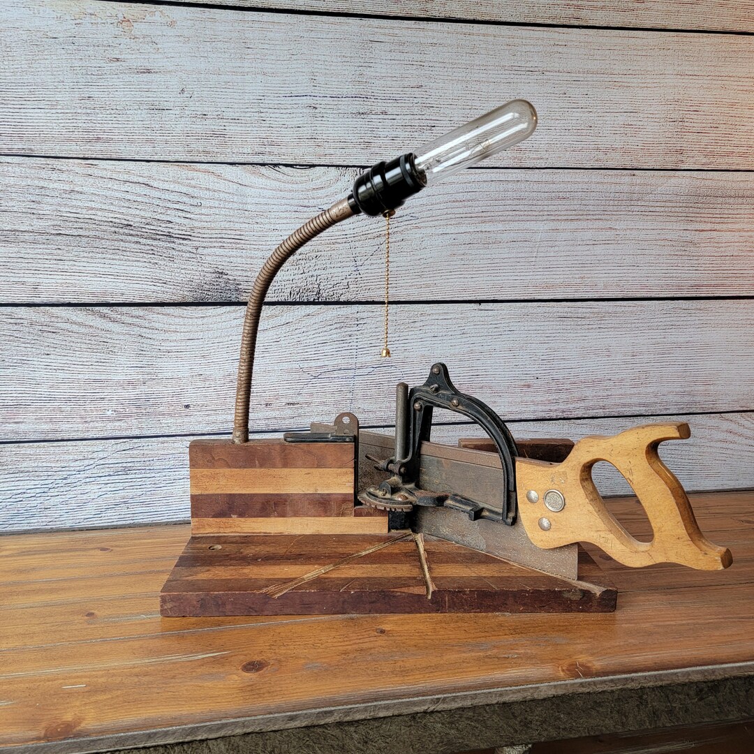 Mitre Saw Table Lamp: Repurposed Industrial Decor Gift - Etsy