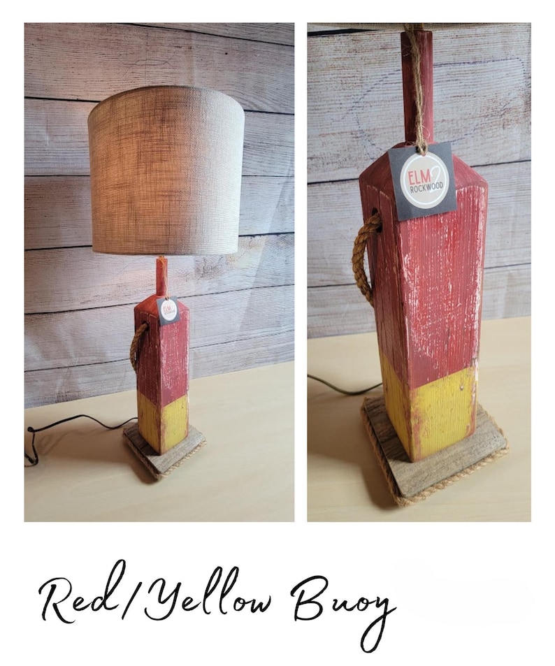 Vintage Nautical Red and Yellow Buoy Lamp – Coastal Charm for Your ...