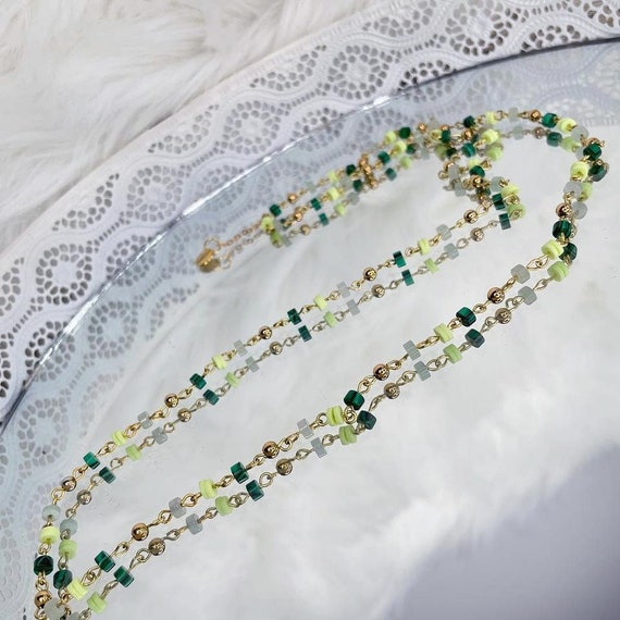 Ketting met Malachiet Amazoniet en Polymeer Klei. - Etsy.de