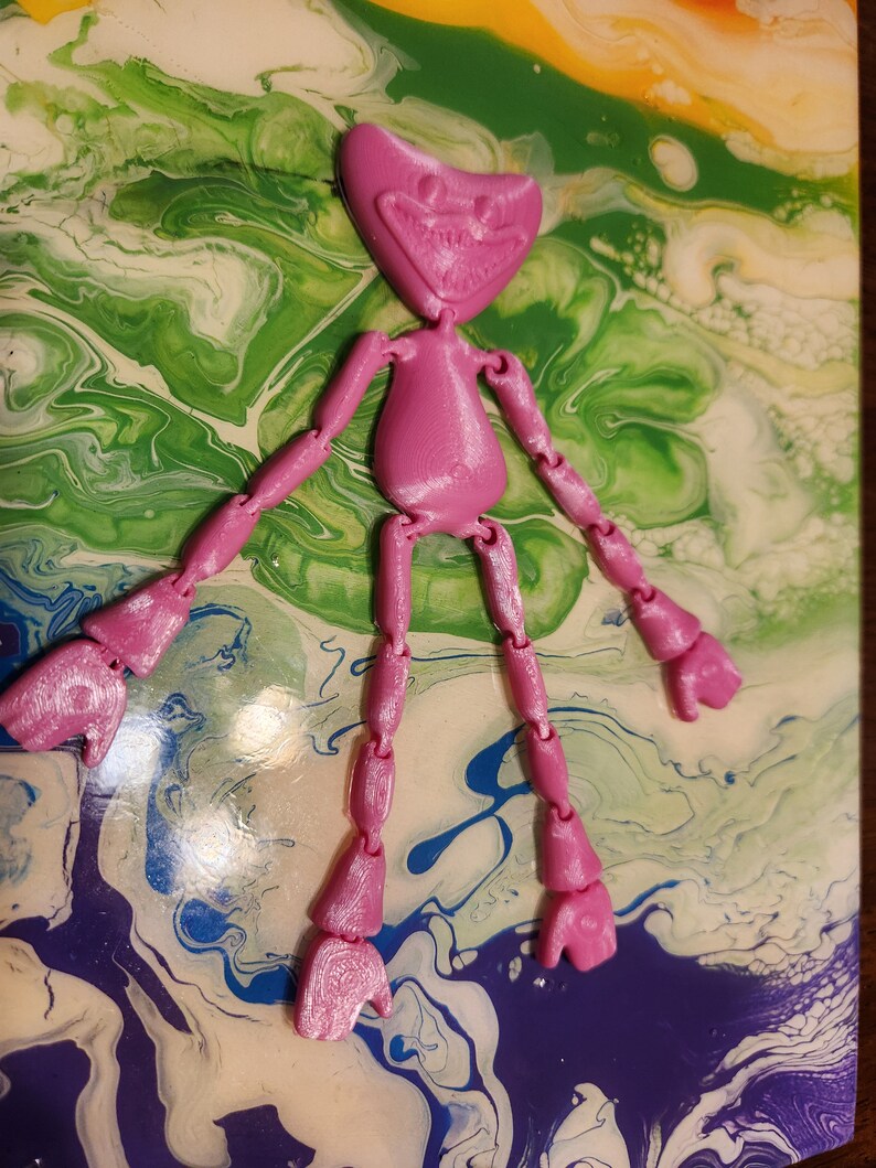 Pink Flex Fidget Toy: 3D Printed Huggy Wuggy Perfect Sensory Relaxation ...