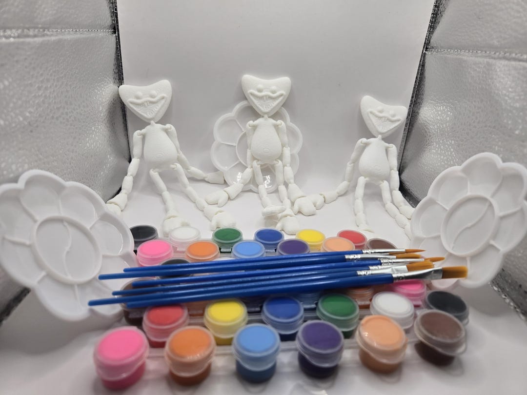Paint Set, 3 Pack Paint Your Huggy Flexi Fidget Toy Action Figure 3D ...