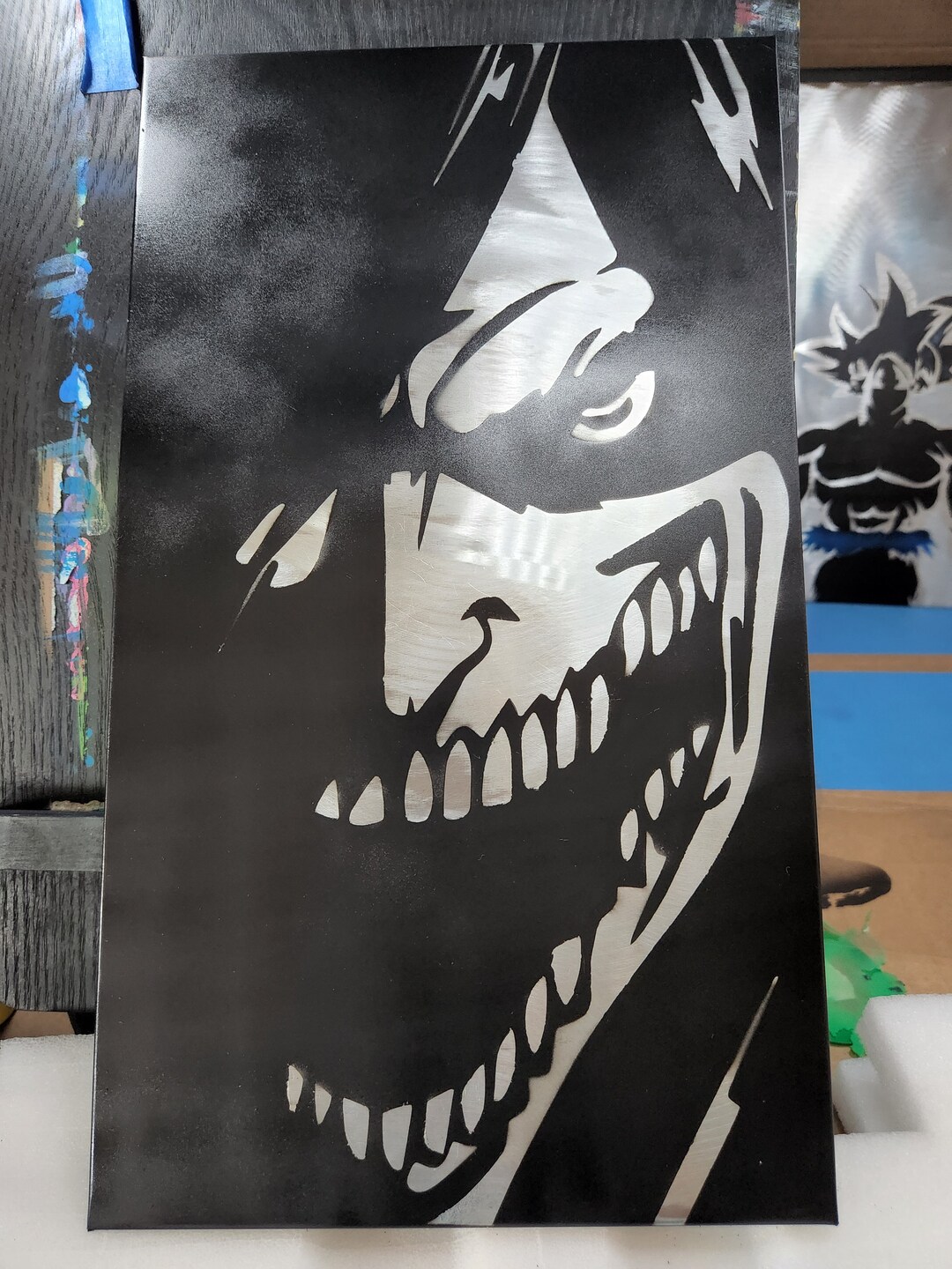 Attack on Titan Eren Metal Artwork With Grinded Shine LED Lights Wall ...