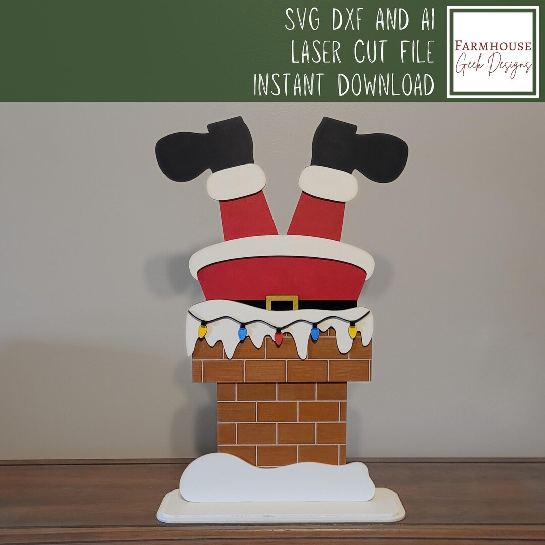 Santa Chimney Laser Cut SVG, Santa Boot Laser Cut, Stuck in Chimney ...