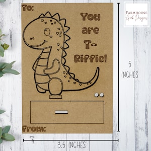 Dinosaur Valentines Laser Cut File, Kids Dino Valentine Card, DIY Craft ...