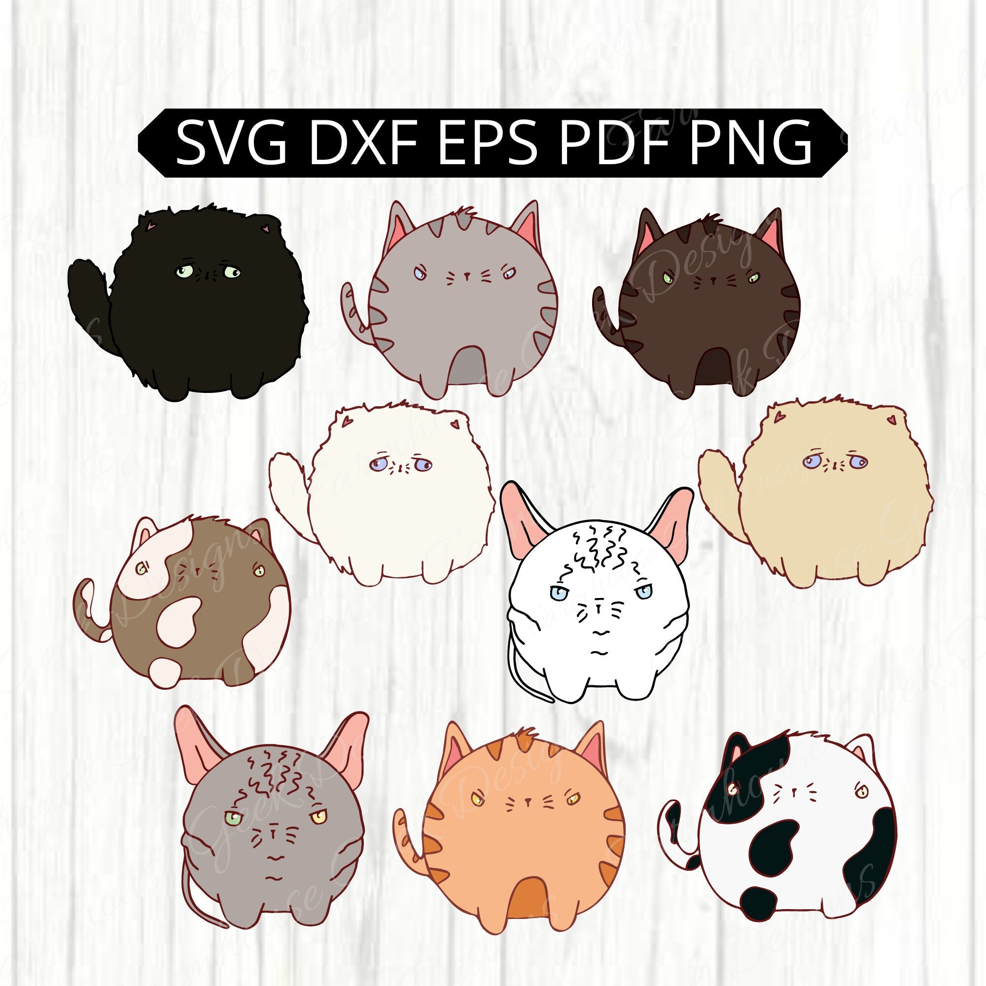 Funny Cat Stickers Digital Cat SVG Bundle Fat Cat PNG Cat - Etsy