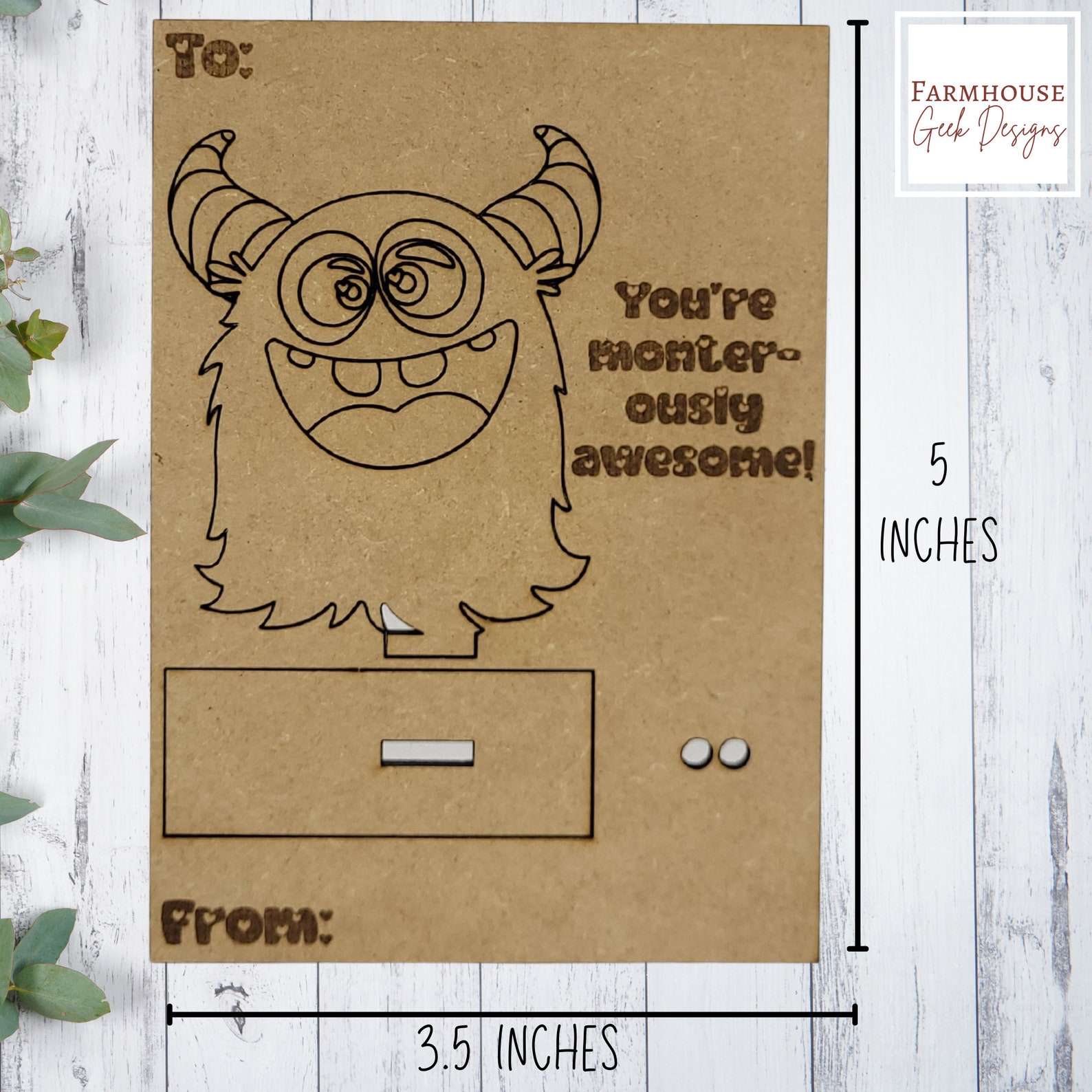 Monster Valentines Laser Cut File, Valentine for Boys, DIY Craft Kits ...