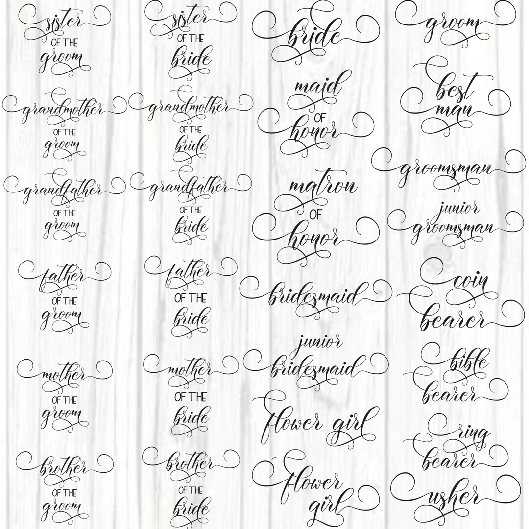 Bridal Party SVG, Wedding Titles SVG, Bridal Party Robe, Wedding Party ...