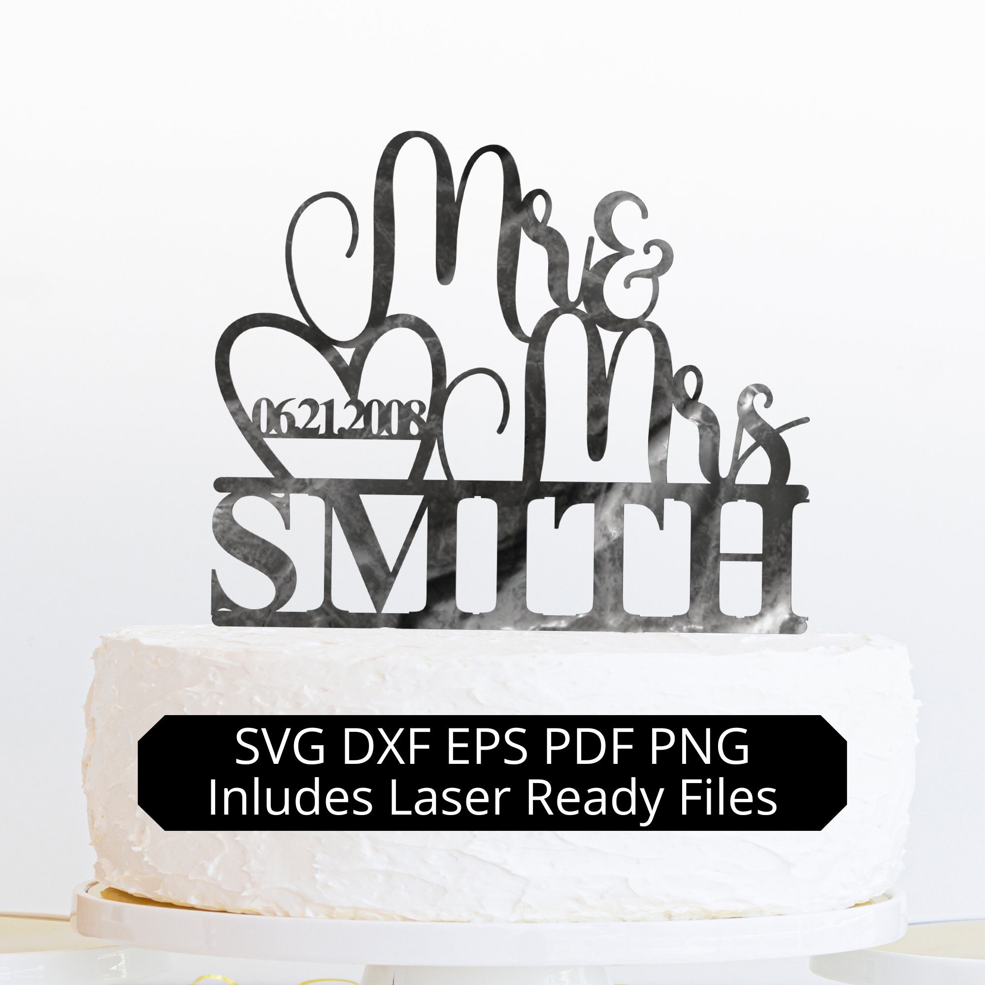 Mr and Mrs Cake Topper Download Wedding Cake Topper Laser - Etsy