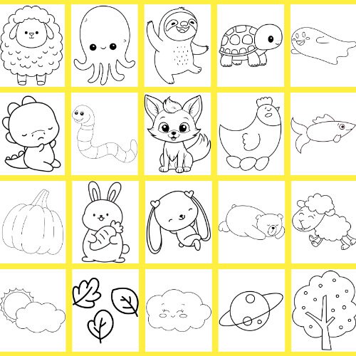 100 Easy-moderate Difficulty Coloring Pages for Kidstoddlers - Etsy