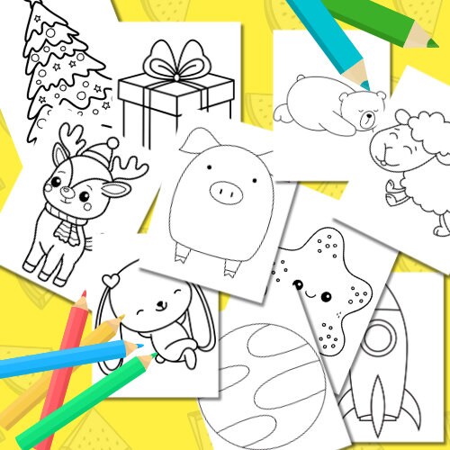 100 Easy-moderate Difficulty Coloring Pages for Kidstoddlers - Etsy