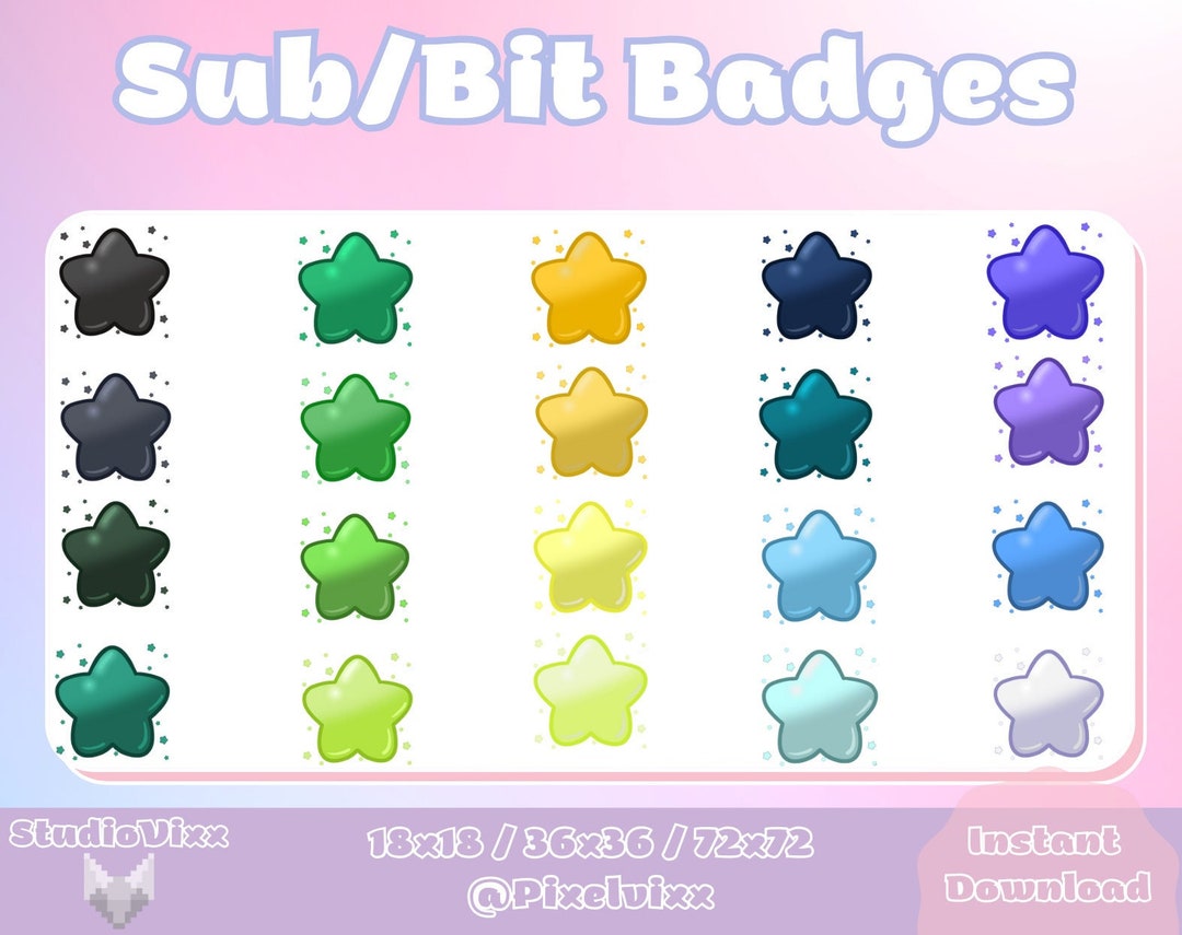 20x Twitch Sub/bit Badges / Emote Midnight Forest Stars - Etsy