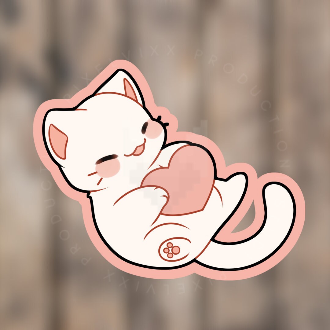 White Cat Sticker - Etsy