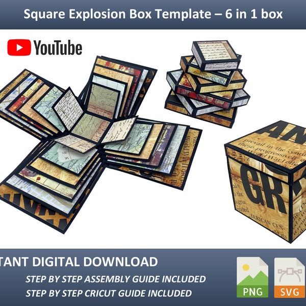 Exploding Box Template - Etsy